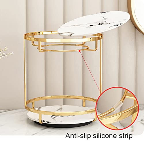 WINTENT Metal Rotating Makeup Organizer with makeup brush holder ,2 tier Lazy Susan Bathroom Organizer Countertop Gold (2 Tier)