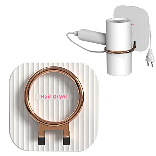CARURLIFF Foldable Hair Dryer Rack Wall Mounted Blower Storage Holder Blow Dryer Wall Hanger for Bathroom (White)