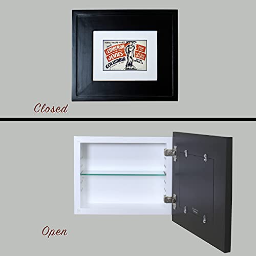 Fox Hollow Furnishings Landscape Recessed Picture Frame Medicine Cabinet (14" W x 11" H) - Black