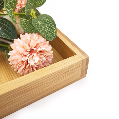 Bamboo Vanity Tray Bathroom Wooden Tray Makeup Counter Tray Wood Serving Tray for Bathroom Home Decor Holds Cosmetics, Perfume, Tissues, Candles, Towels, Soap, 11.5 x 7.9 x 0.9 inch