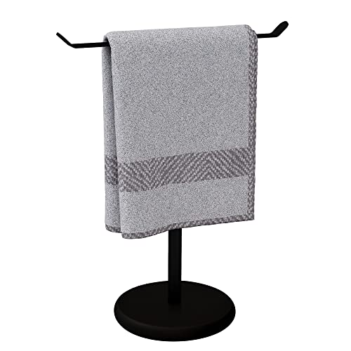 Bathroom Hand Towel Holder,Yelinkws T-Shape Hand Towel Rack, Hand Towel Stand with Wood Base,Freestanding Towel Racks for Bathroom,Kitchen
