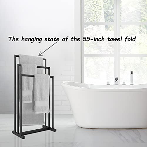 OHIOLEE Standing Towel Rack, 3 Tier Modern Free Standing Towel Rack Stand for Bathroom Floor Standing Towel Drying Racks Holder for Bath & Hand Towels