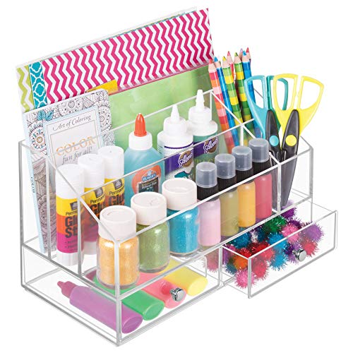 iDesign Plastic Tiered Divided Cosmetic Organizer with Drawers for Storage of Makeup, and Accessories on Vanity, Countertop, or Cabinet, 12.97" x 6.96" x 8.25" - Clear