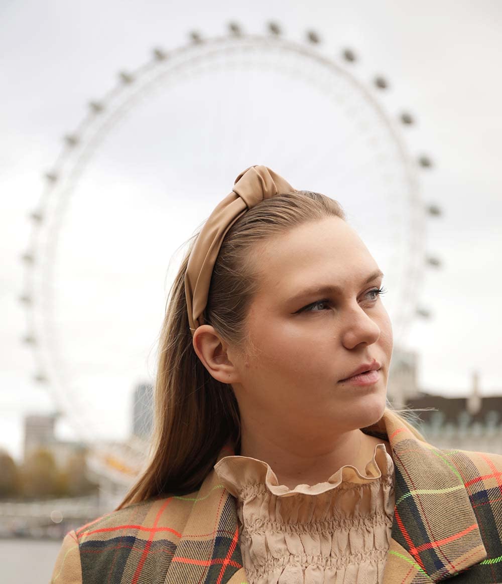 Bellefixe London Vegan Leather Knotted Headband (Camel) Premium Vegan Leather