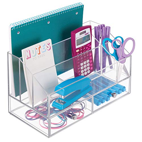 iDesign Plastic Tiered Divided Cosmetic Organizer with Drawers for Storage of Makeup, and Accessories on Vanity, Countertop, or Cabinet, 12.97" x 6.96" x 8.25" - Clear