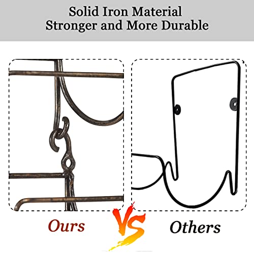 Rustic Metal Towel Rack Wall Mounted with Fleur de Lis, 6-Tier Solid Wrought Iron Towel Holder,Towel/Wine Rack Holder, Racks for Bathroom,Hand Towels,Wine Bottles,Yoga Mats Storage