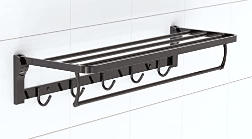 24 Inch 304 Stainless Steel Bathroom Towel Rack Towel Bar Towel Shelf Foldable Towel Rack Wall Mounted for Bathroom Lavatory Hotel Brushed Nickel