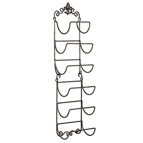 Rustic Metal Towel Rack Wall Mounted with Fleur de Lis, 6-Tier Solid Wrought Iron Towel Holder,Towel/Wine Rack Holder, Racks for Bathroom,Hand Towels,Wine Bottles,Yoga Mats Storage