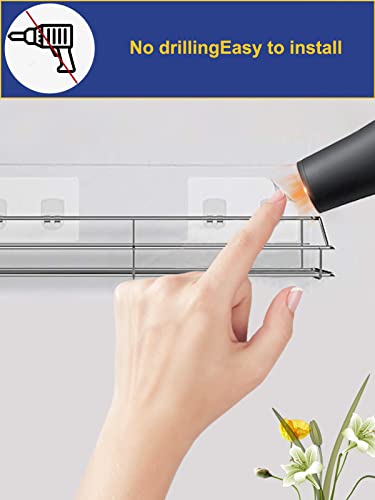 GOJUSO 2 Size Corner Shower Caddy Hair Dryer Holder Wall Mounted Toothbrush Holder Phone Stand for Desk No Drilling Hanging for Bathroom/Kitchen/Rustproof
