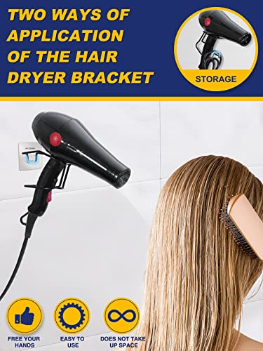 GOJUSO 2 Size Corner Shower Caddy Hair Dryer Holder Wall Mounted Toothbrush Holder Phone Stand for Desk No Drilling Hanging for Bathroom/Kitchen/Rustproof