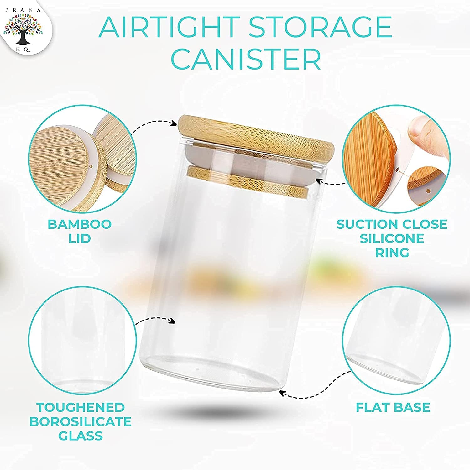 Labros Borosilicate Glass Container Glass Jar with Bamboo Airtight Lid, 9 Pieces,Rice and Spice Jars (220 ml) ||"CUSTOMER TRUST IS OUR SUCCESS" ||9 Pieces, Clear