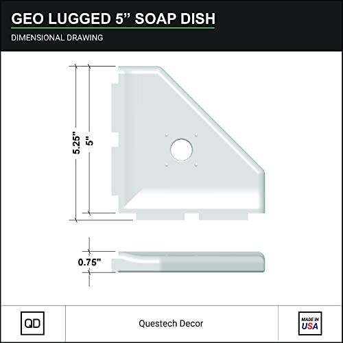 Questech Décor 5 Inch Shower Soap Dish, Bathroom Shelf Storage Organizer, Lugged For New Construction, Corner Shower Shelf Caddy For Tiled Shower Walls, 5 Inch Geo Lugged, Graphite Black