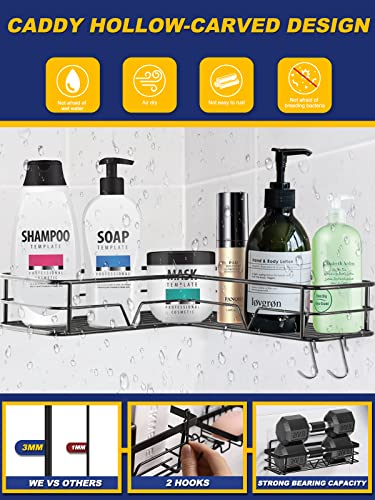 GOJUSO 2 Size Corner Shower Caddy Hair Dryer Holder Wall Mounted Toothbrush Holder Phone Stand for Desk No Drilling Hanging for Bathroom/Kitchen/Rustproof