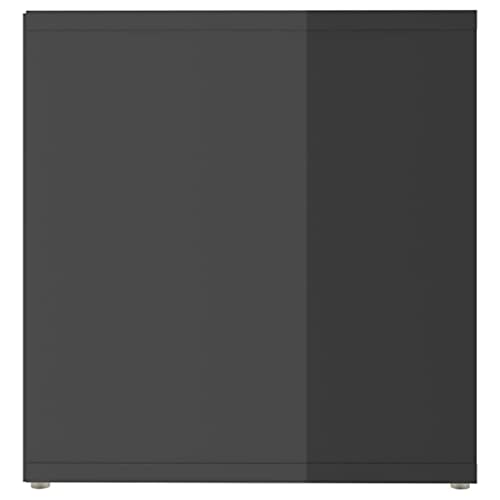 Queen.Y TV Cabinet Set of 2, Wooden Floor Storage Unit, Display Table with 4 Compartments, for Books, Magazines, DVDs, Media Box, High Gloss Grey
