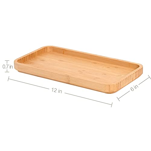 Bamboo Vanity Tray, Bathroom Sink Vanity Trays Bathroom Counter Tray for Organizing and Decor Display Toilet Tank Top Tray Bamboo Tray Table Tray Rack 11.8 x 6 x 0.7 inch