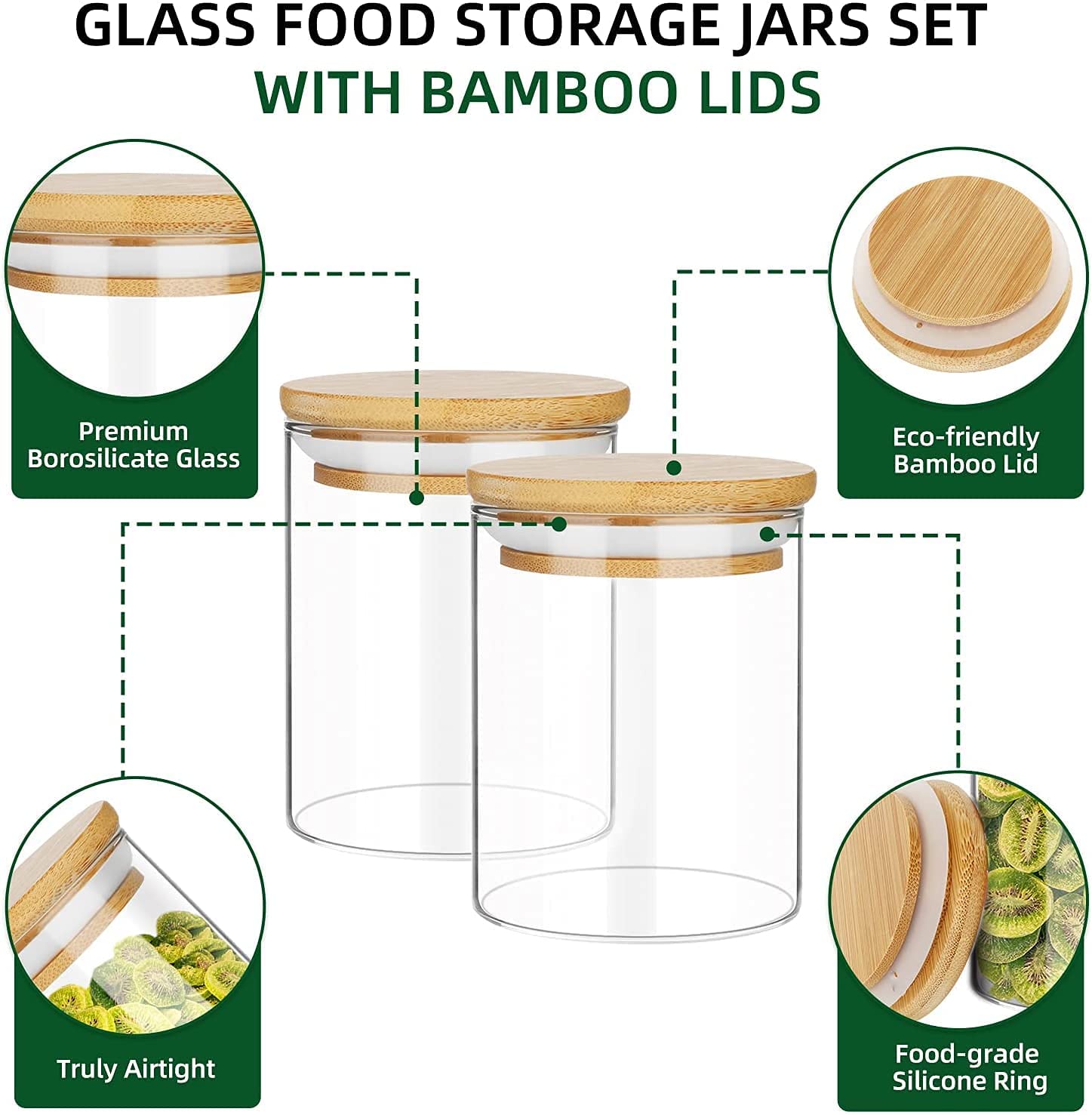 Labros Borosilicate Glass Container Glass Jar with Bamboo Airtight Lid, 9 Pieces,Rice and Spice Jars (220 ml) ||"CUSTOMER TRUST IS OUR SUCCESS" ||9 Pieces, Clear