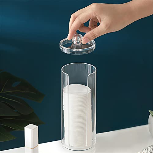 Typutomi 2pcs Cosmetic Cotton Pad Holder, Acrylic Clear Cotton Rounds Holder with Lid Cotton Pad Organizer Container Dispenser for Bathroom Vanity Countertop