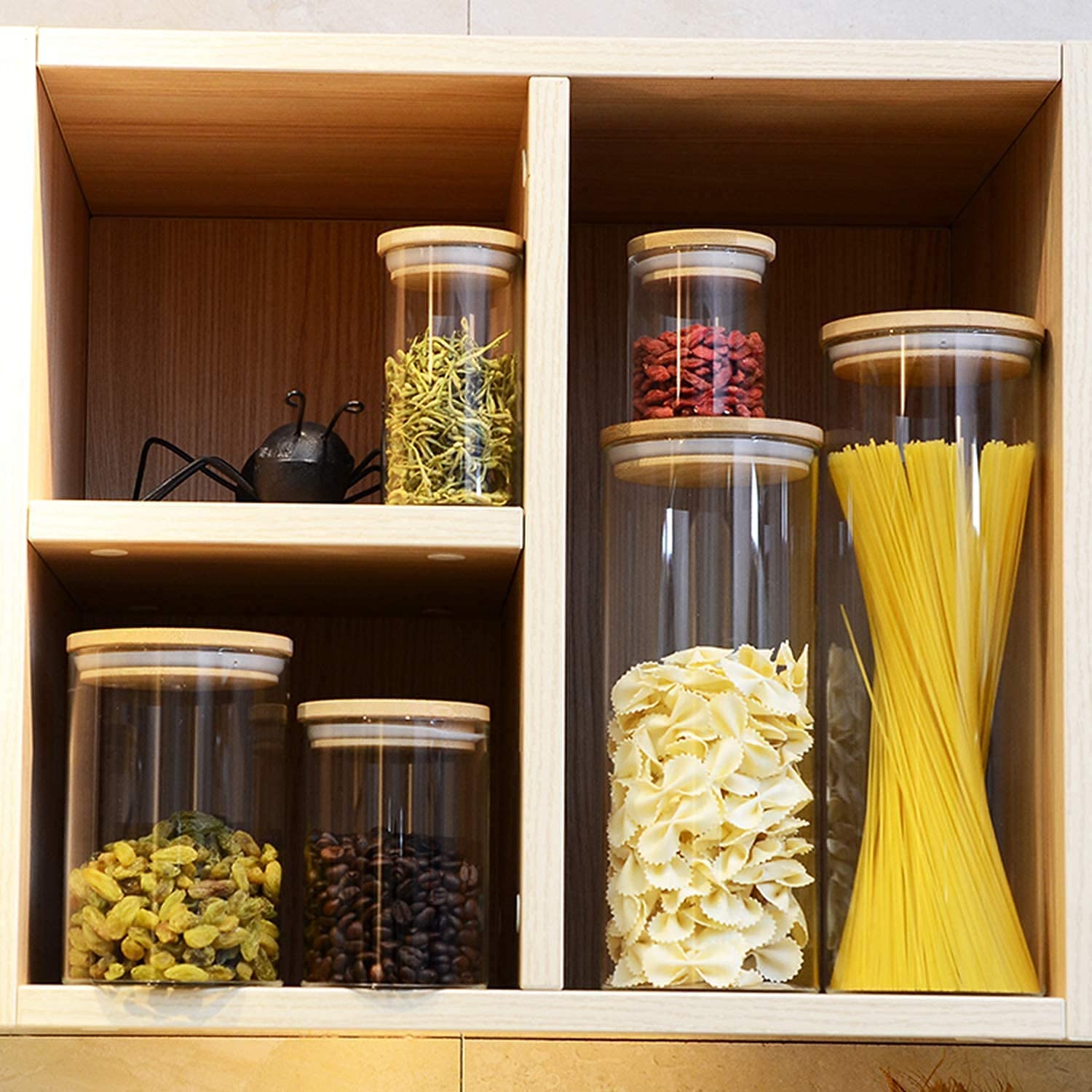 Labros Borosilicate Glass Container Glass Jar with Bamboo Airtight Lid, 9 Pieces,Rice and Spice Jars (220 ml) ||"CUSTOMER TRUST IS OUR SUCCESS" ||9 Pieces, Clear