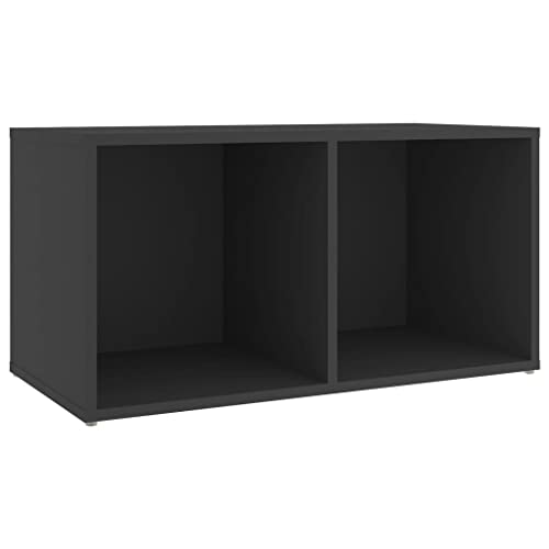 Queen.Y TV Cabinet, Modern TV Media Console Table with 2 Compartments, Entertainment Center Unit, Living Room Bedroom Display Cupboard, Grey