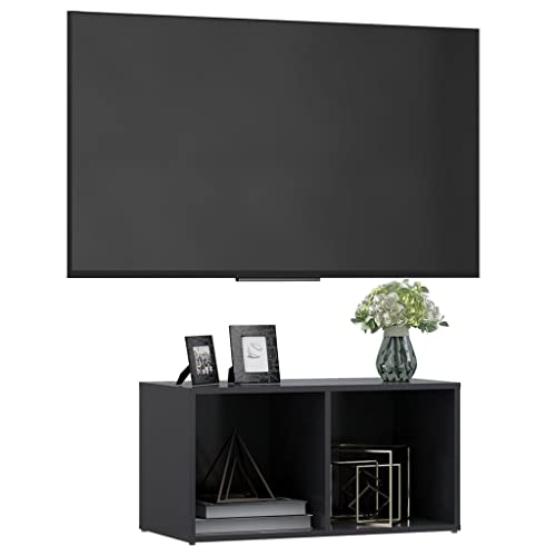 Queen.Y TV Cabinet, Modern TV Media Console Table with 2 Compartments, Entertainment Center Unit, Living Room Bedroom Display Cupboard, Grey