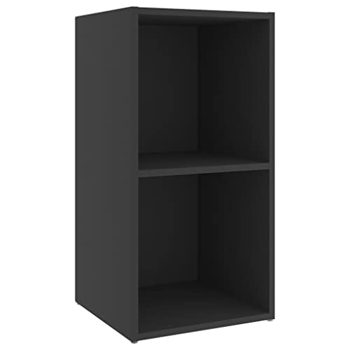 Queen.Y TV Cabinet, Modern TV Media Console Table with 2 Compartments, Entertainment Center Unit, Living Room Bedroom Display Cupboard, Grey