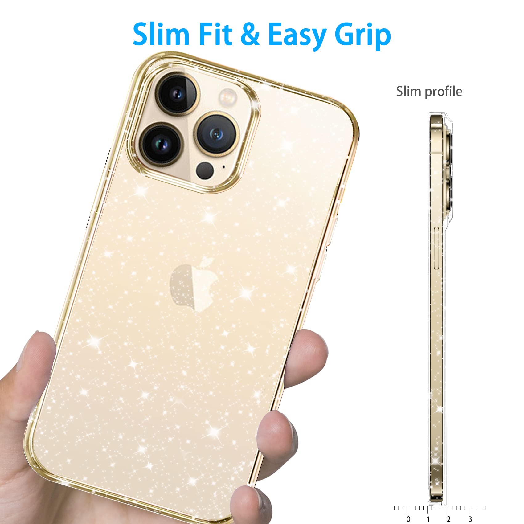JJGoo Compatible with iPhone 13 Pro Max Case, Clear Glitter Sparkle Bling Slim Bumper Cover Soft Shockproof Phone Cases for iPhone 13 Pro Max (6.7 inch)