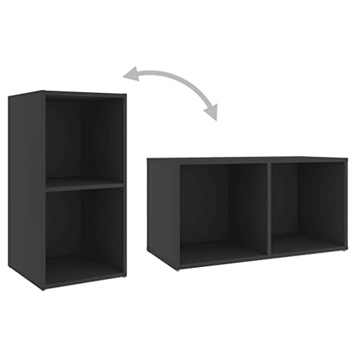 Queen.Y TV Cabinet, Modern TV Media Console Table with 2 Compartments, Entertainment Center Unit, Living Room Bedroom Display Cupboard, Grey