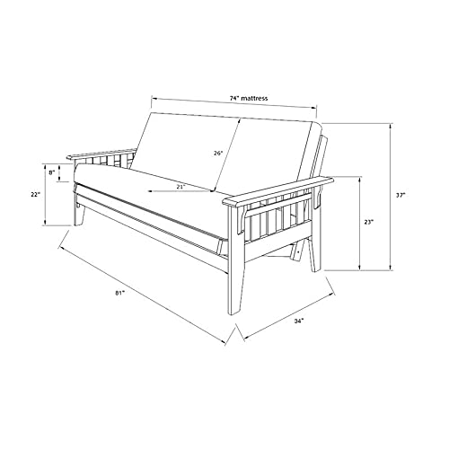 Pemberly Row Wood Futon Frame with Storage in Rustic Walnut Brown