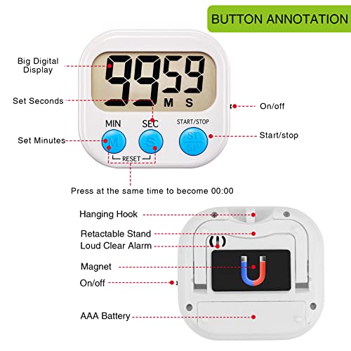 Timers,Classroom Timer for Kids,Kitchen Timer for Cooking,Egg Timer,Magnetic Digital Clock Timer for Teacher,Study,Exercise,Oven,Cook,Baking,Desk - 4 Pack