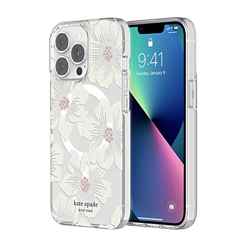 kate spade new york Protective Hardshell Case for MagSafe for iPhone 13 Pro - Hollyhock Floral Clear