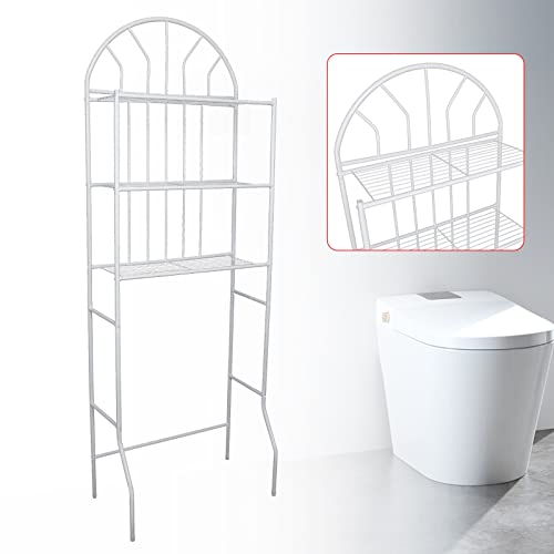 QUEMARQUE 3-Tier Over The Toilet Storage Rack Shelves Bathroom Frame Shelf Organizer Stand for Home Bathroom, White
