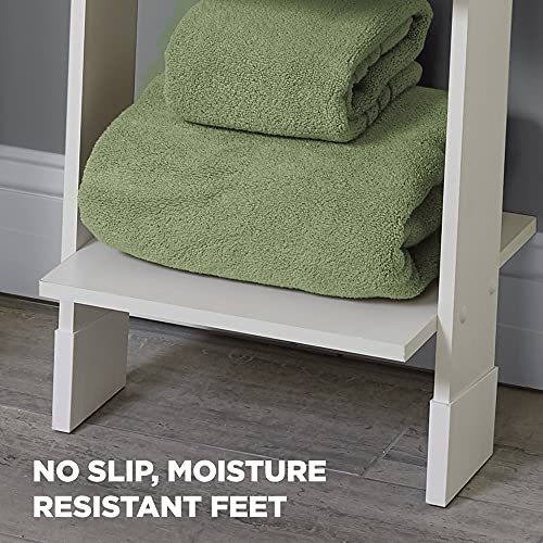 Zenna Home Ladder Style Bathroom Linen Tower, White