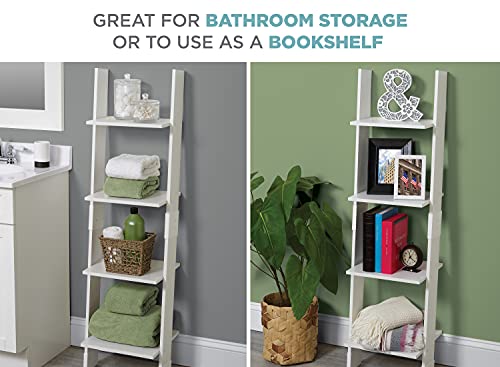 Zenna Home Ladder Style Bathroom Linen Tower, White