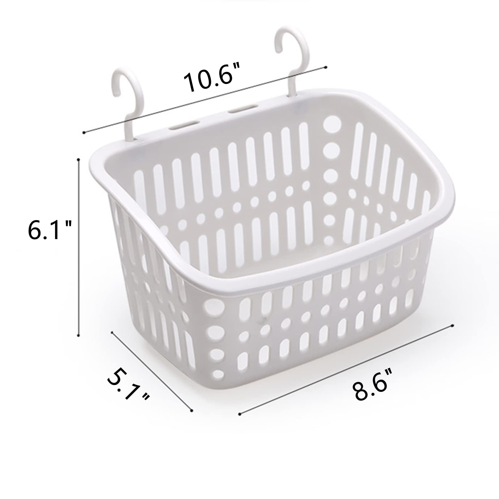 Doitxue 3PCS Plastic Hanging Baskets for Shower, Hanging Basket Organizer with Hooks, Rectangle 10.6Inches Small Hanging Storage Basket (Grey)