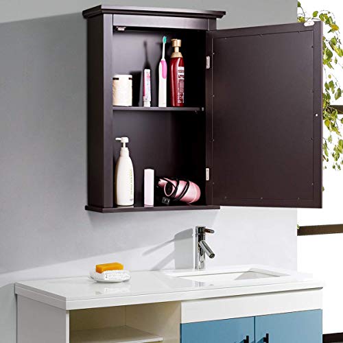 Casart Bathroom Mirrored Wall-Mounted Cabinet, Multipurpose Storage Medicine Cabinet with Single Door & Adjustable Shelf for Bathroom and Bedroom