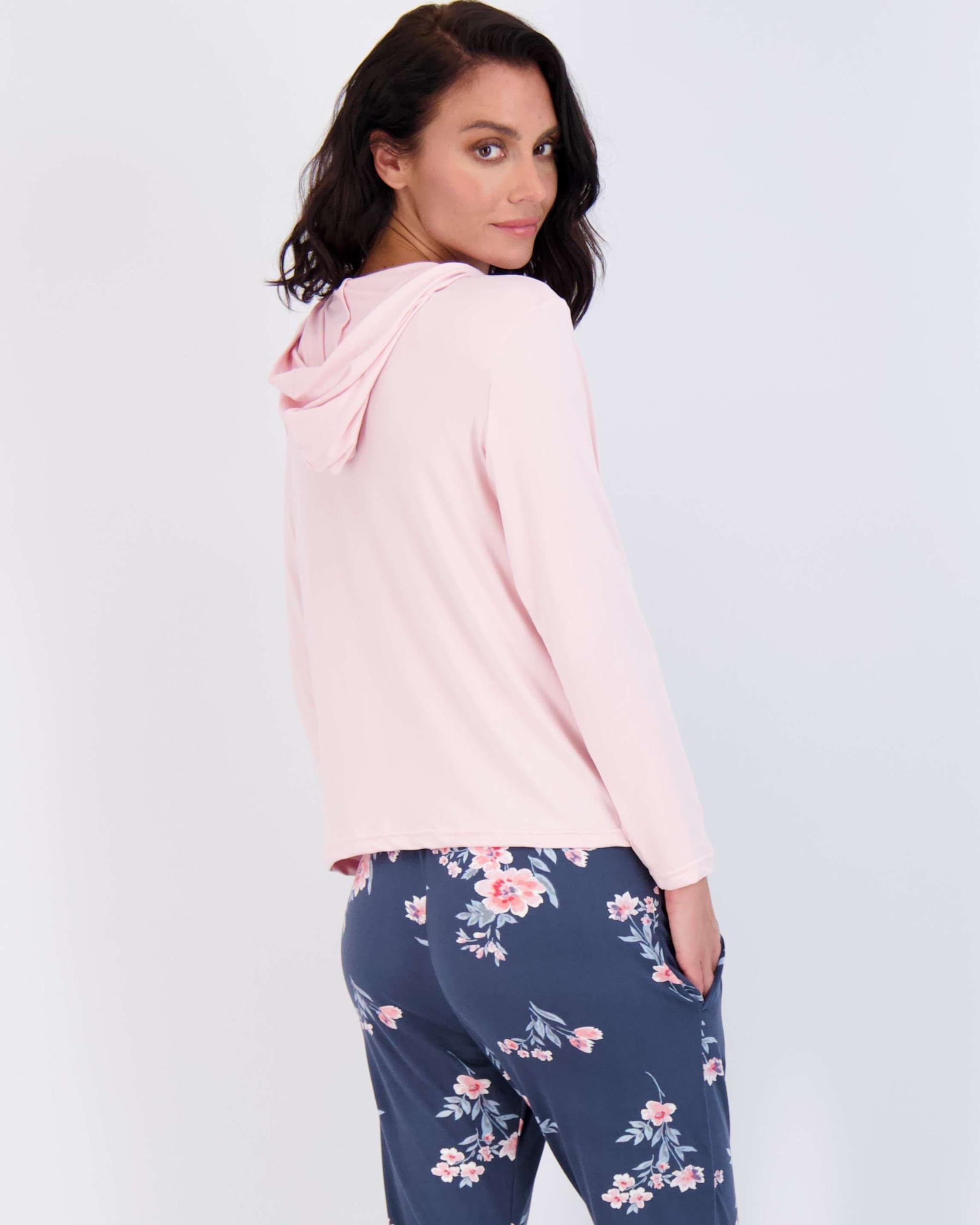 Real Essentials 2 Pack: Women's Super Soft Long Sleeve Sleep Set - Comfortable Lounge Pajama Casual Hoodie Jogger, Multicolor, Hoodie Set 2, Large