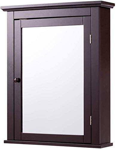 Casart Bathroom Mirrored Wall-Mounted Cabinet, Multipurpose Storage Medicine Cabinet with Single Door & Adjustable Shelf for Bathroom and Bedroom
