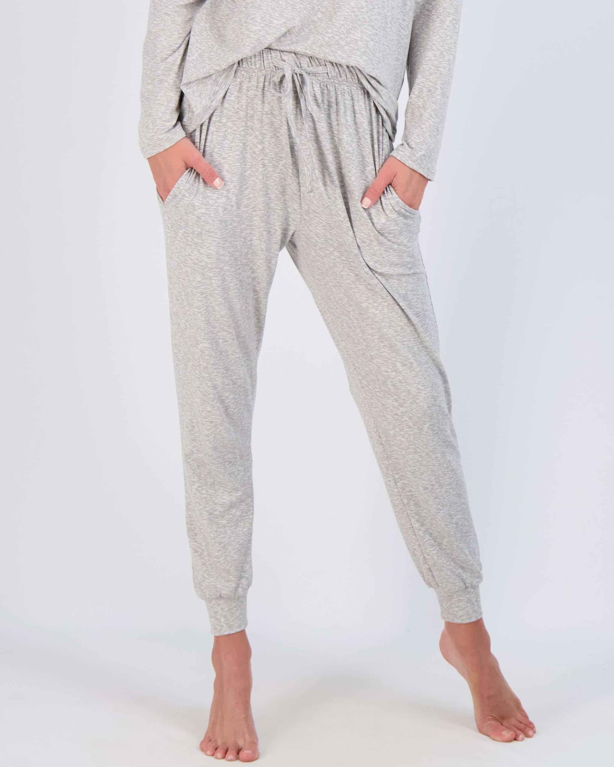 Real Essentials 2 Pack: Women's Super Soft Long Sleeve Sleep Set - Comfortable Lounge Pajama Casual Hoodie Jogger, Multicolor, Hoodie Set 2, Large