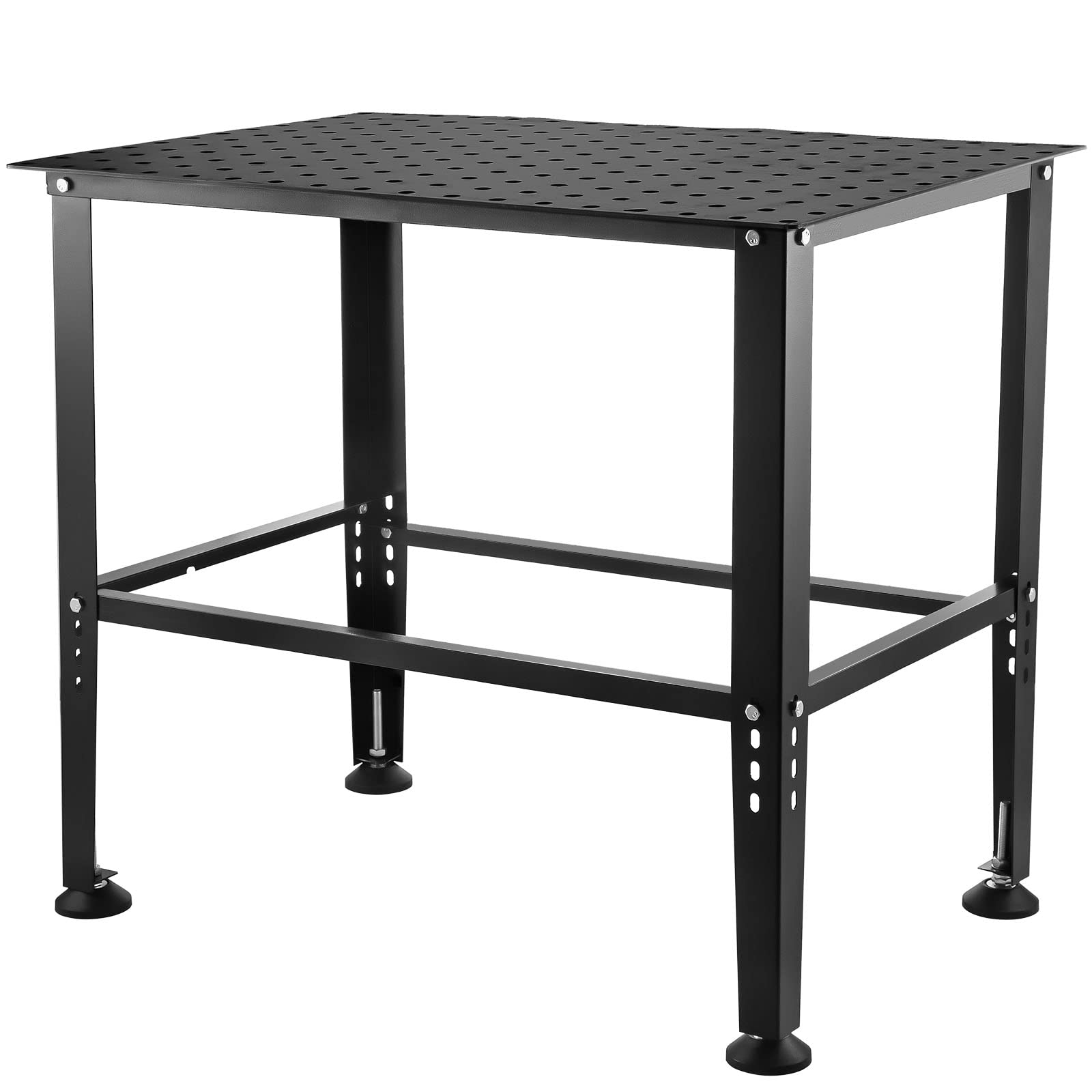VEVOR Welding Table, 36" x 24" Adjustable Workbench, 0.12" Thick Industrial Workbench, 600lb Load Capacity Metal Workbench, Heavy Duty Carbon Steel Welding Table, Gray Steel Work Table w/Accessories