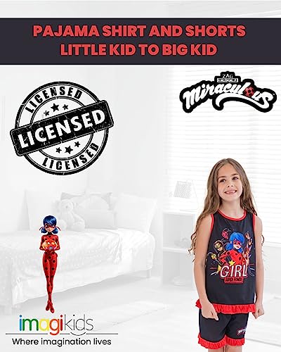 Miraculous Ladybug Rena Rouge Little Girls Ruffle Tank Top Shirt & Pajama Shorts Set 5 Black