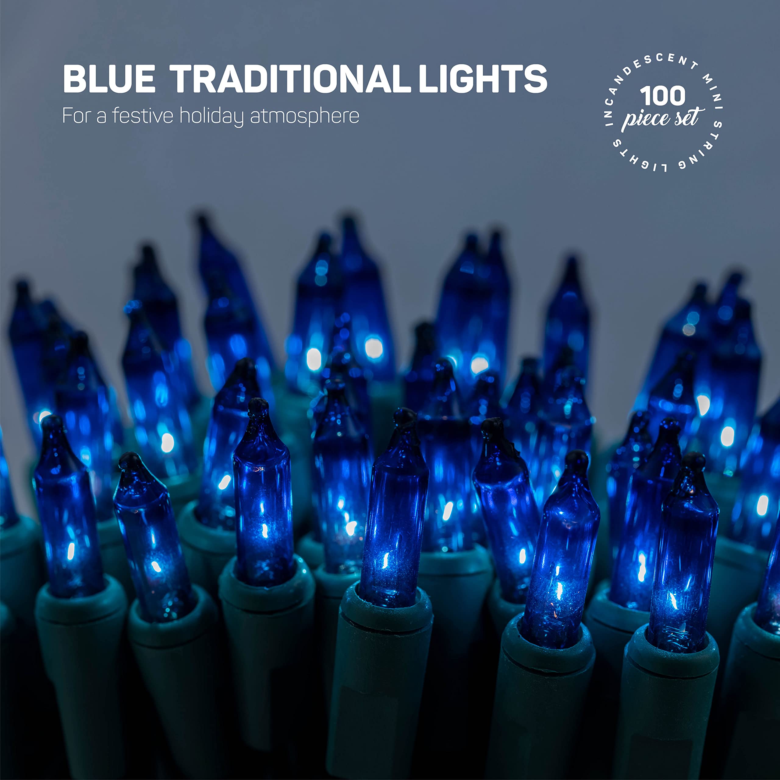 Christmas String Lights [100 Set] 25 Ft Blue Christmas String Lights, for Xmas Tree, Garland, Holiday, Party Décor –Mini Christmas Lights for Tree Weather-Resistant