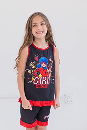 Miraculous Ladybug Rena Rouge Little Girls Ruffle Tank Top Shirt & Pajama Shorts Set 5 Black
