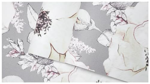 HAOKHOME Floral Peel and Stick Wallpaper Peony Removable Grey/Pink Vinyl Cabinet Self Adhesive Shelf Liner 17.7in x 9.8ft