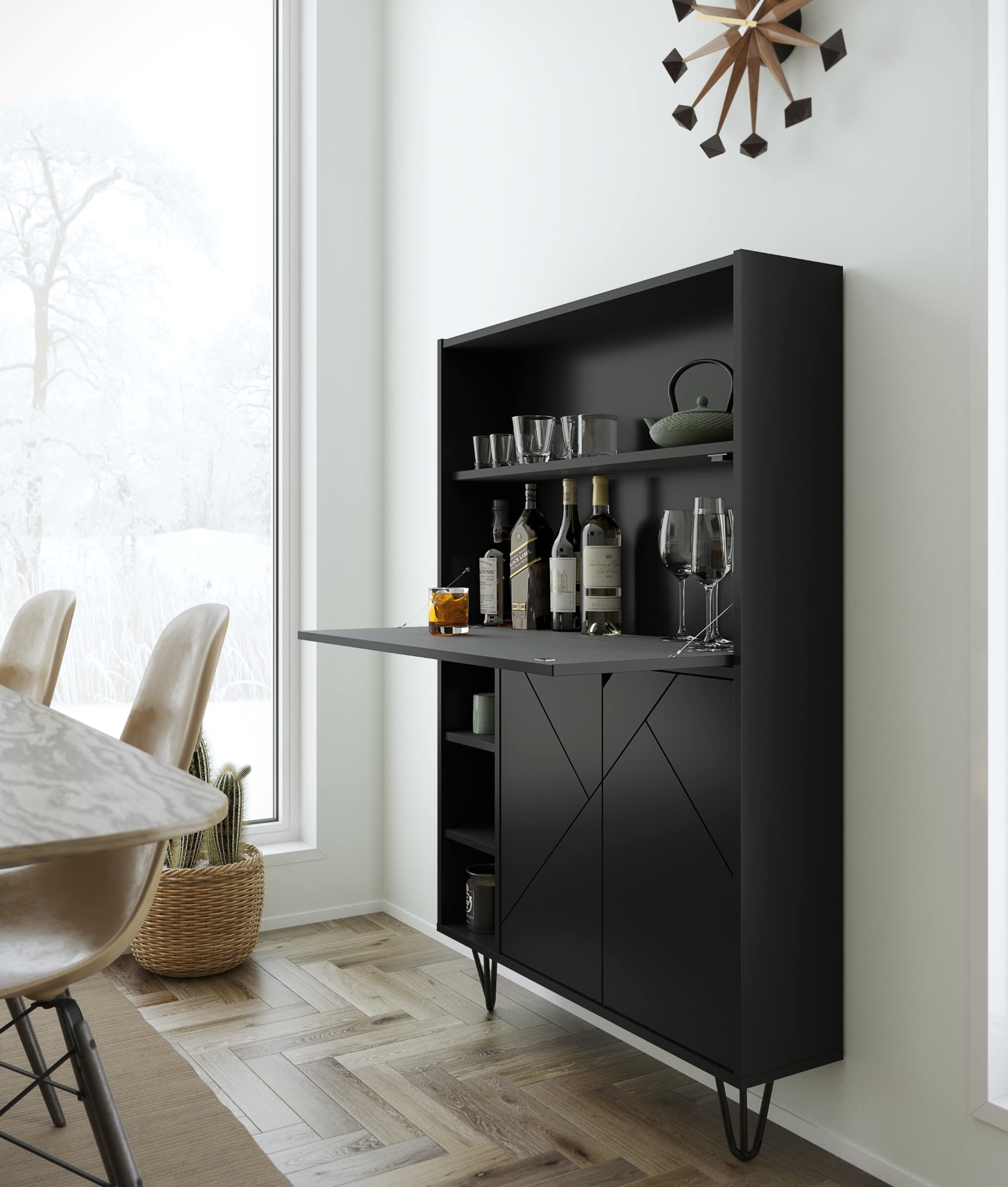Nexera, Black 611006 Slim Secretary Desk, OneSize