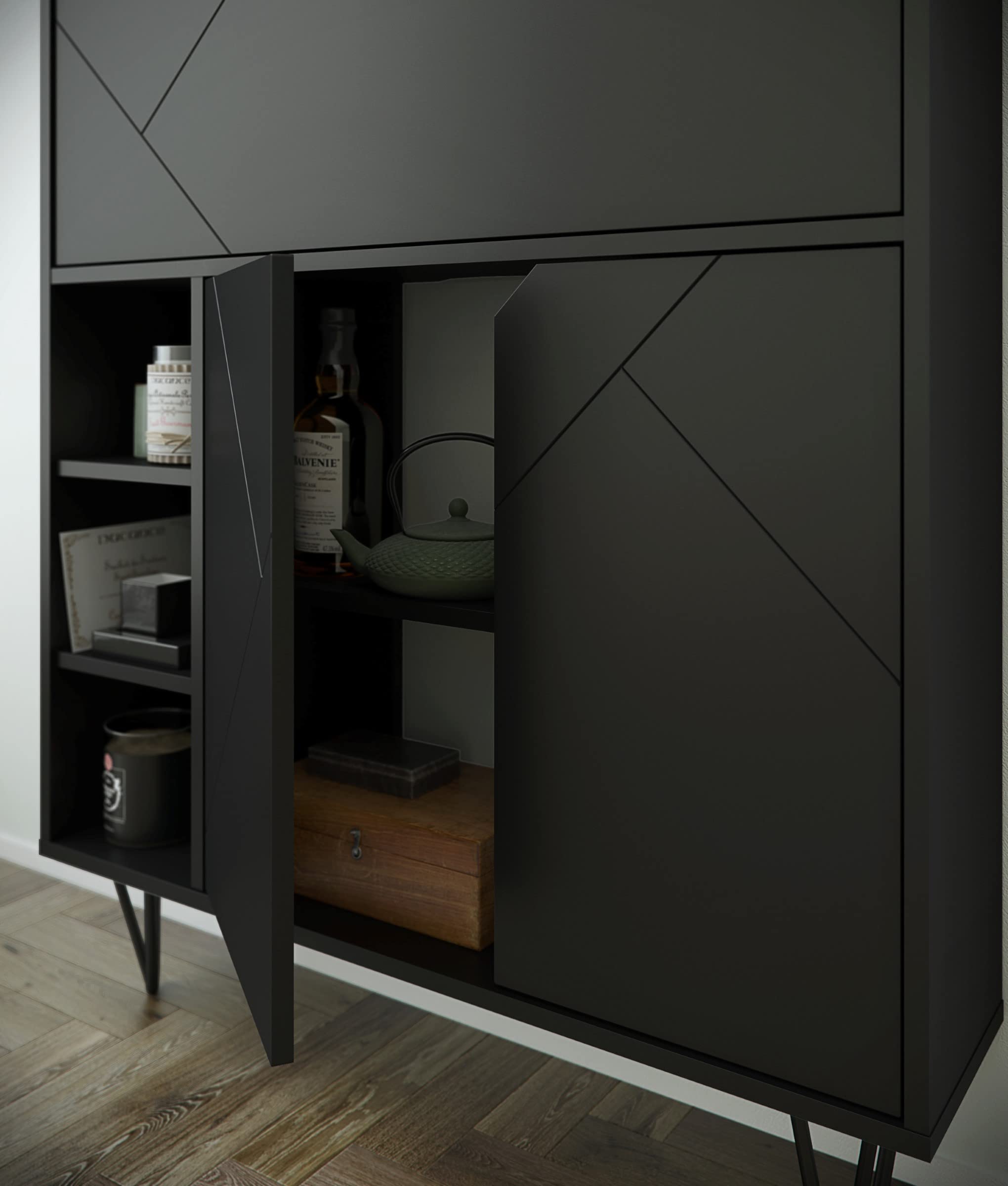 Nexera, Black 611006 Slim Secretary Desk, OneSize