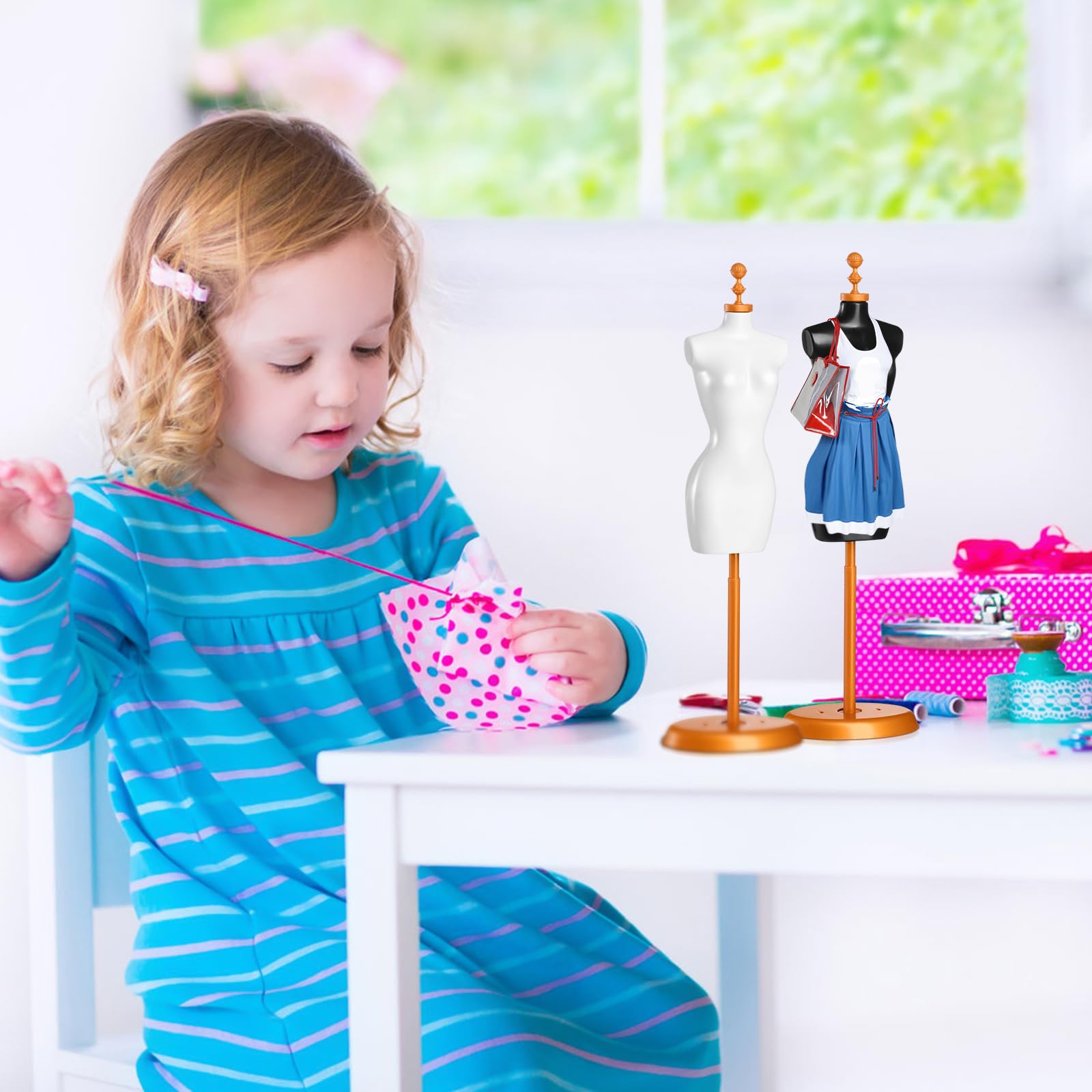EXCEART Doll Rack 4pcs Doll Cloth Gown Display Support Holder Mini Mannequin Model Stand Plastic Display Support Accessories