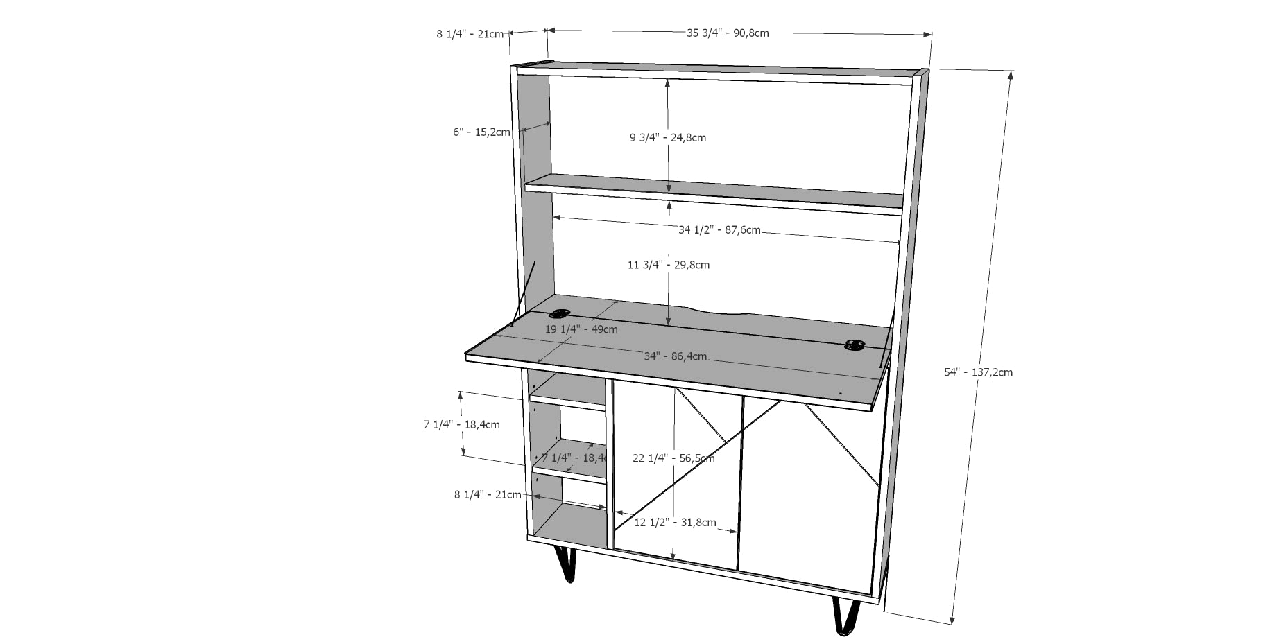 Nexera, Black 611006 Slim Secretary Desk, OneSize