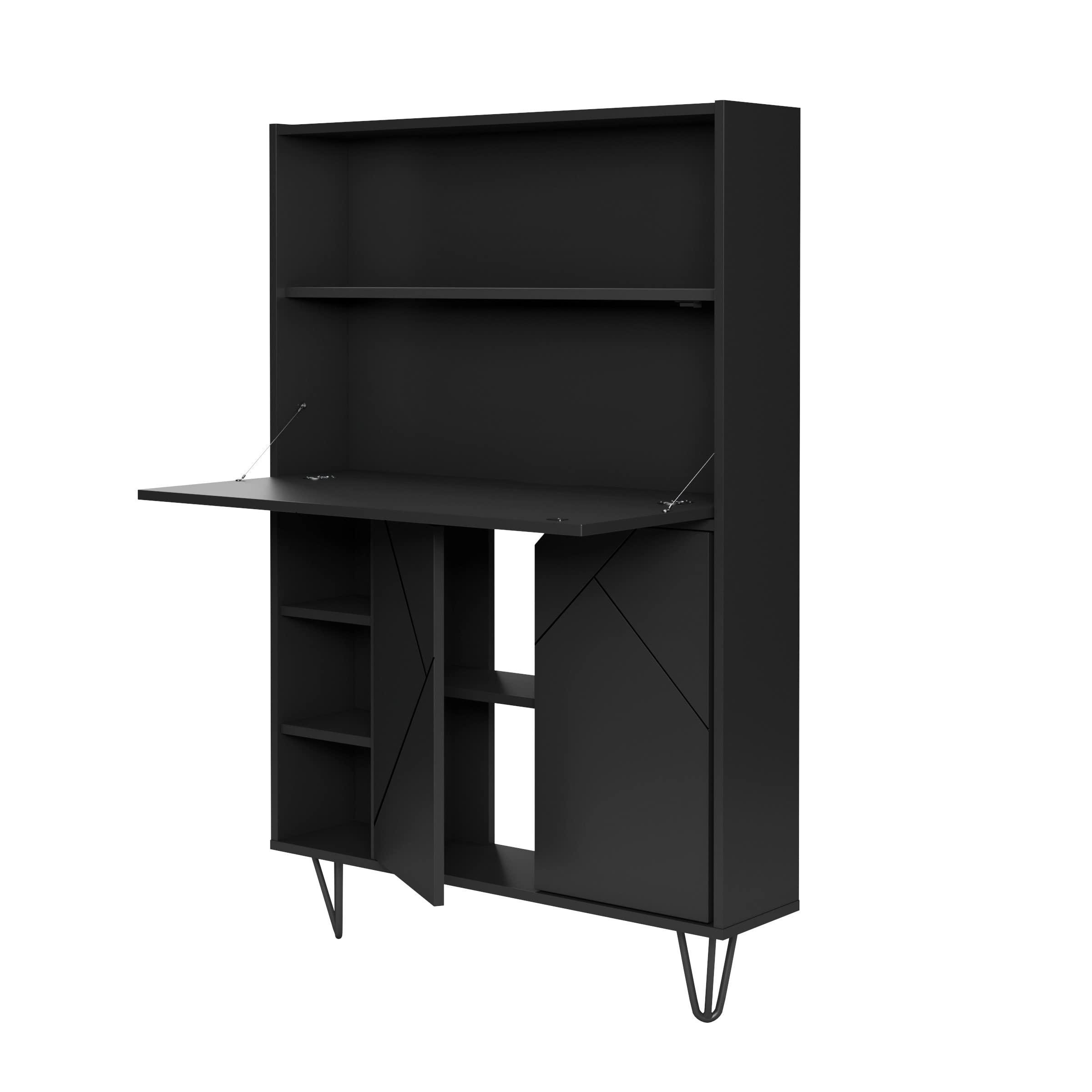 Nexera, Black 611006 Slim Secretary Desk, OneSize