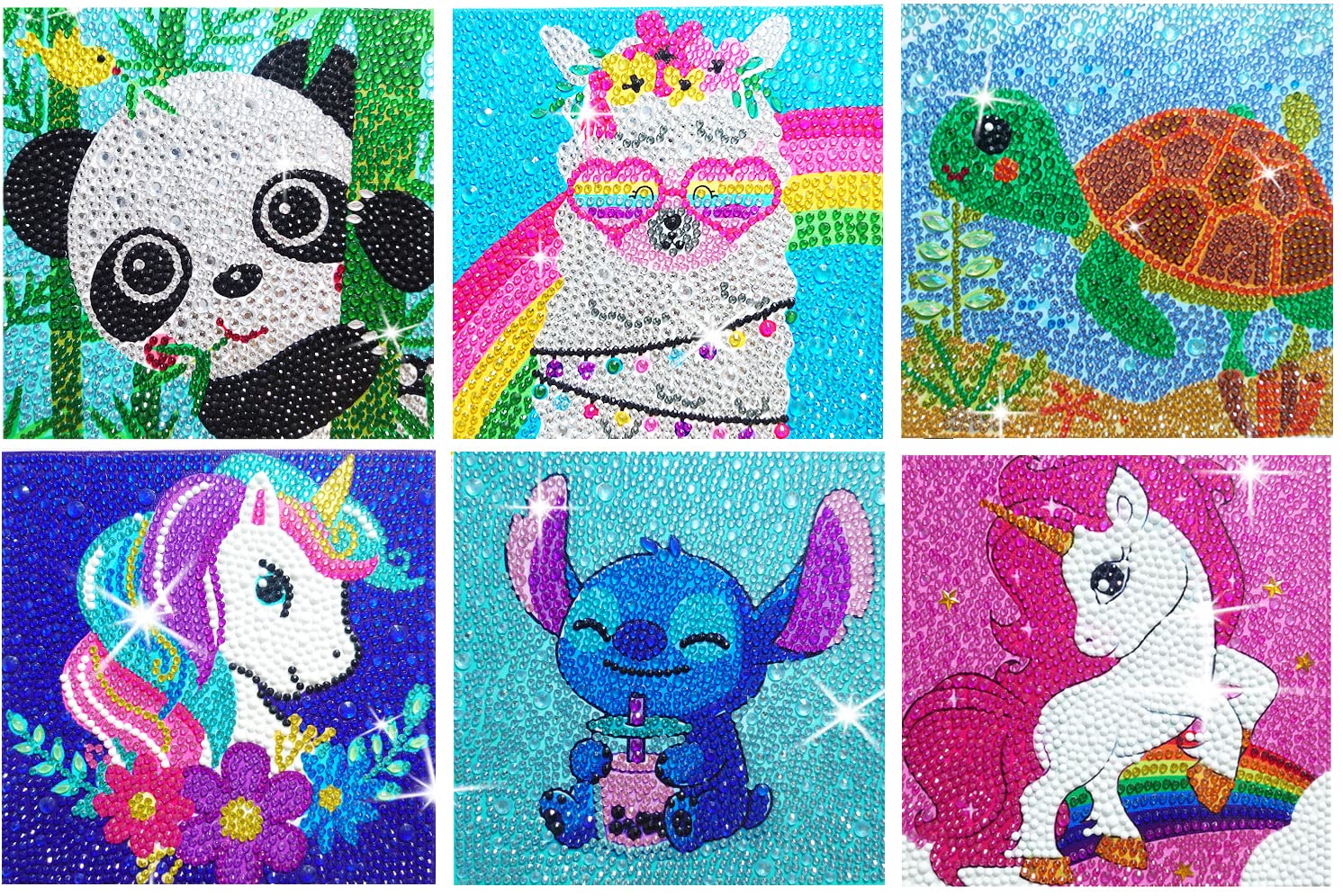 SOTYIOO Diamond Painting Kit for Kids, 6 Pieces 5D Full Drill Diamond Painting Kits for Beginners DIY Diamond Art Craft Set for Home Wall Decor 6x6 inch