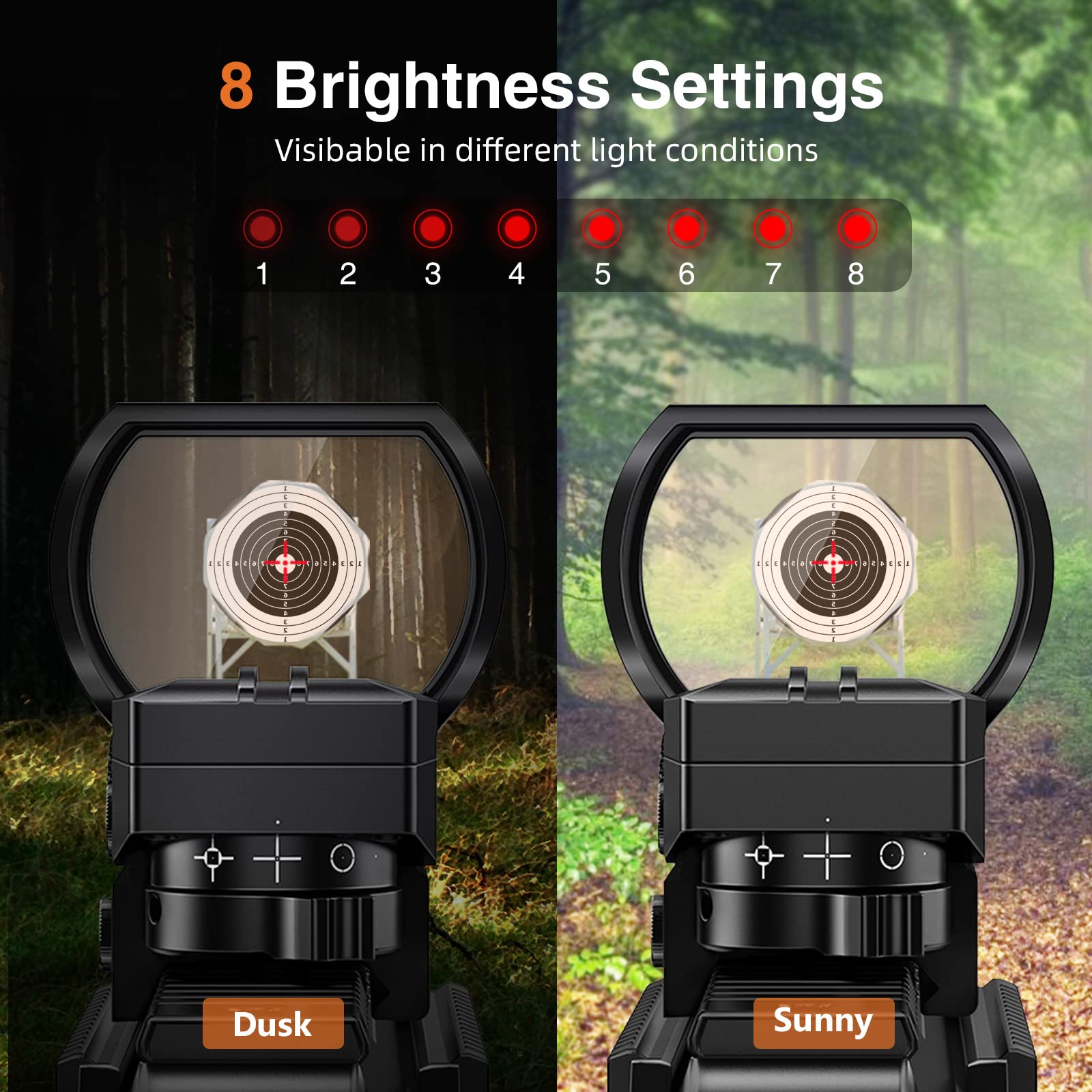 CVLIFE Reflex Sight, 1x28x40mm Red Dot Sight, 4 Adjustable Reticles Sight for 20mm Picatinny Rail, Red Dot Optics, Absolute Co-Witness